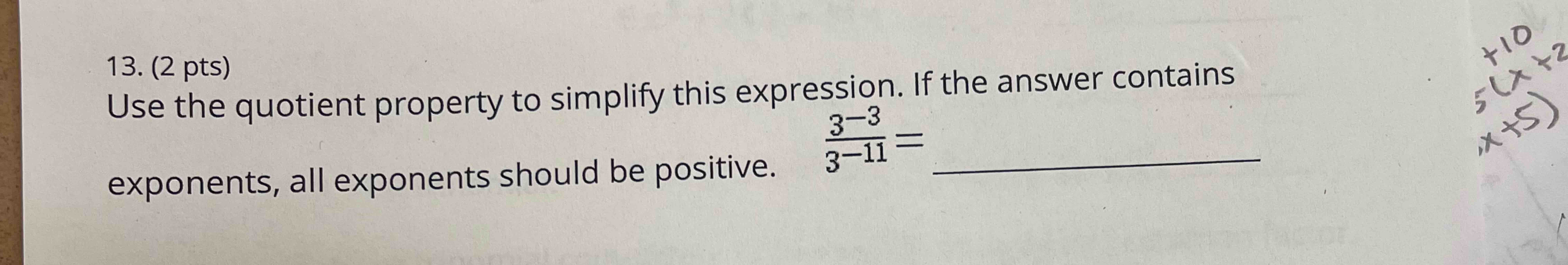 Solved Use the quotient property to simplify this | Chegg.com