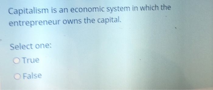 Solved Capitalism is an economic system in which the | Chegg.com