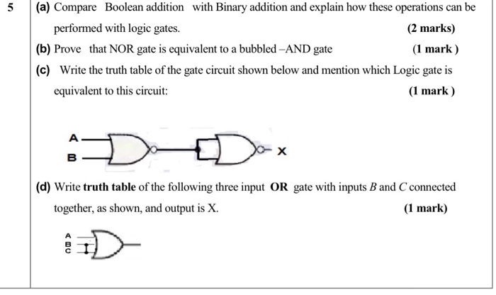 Solved 5 (a) Compare Boolean addition with Binary addition | Chegg.com