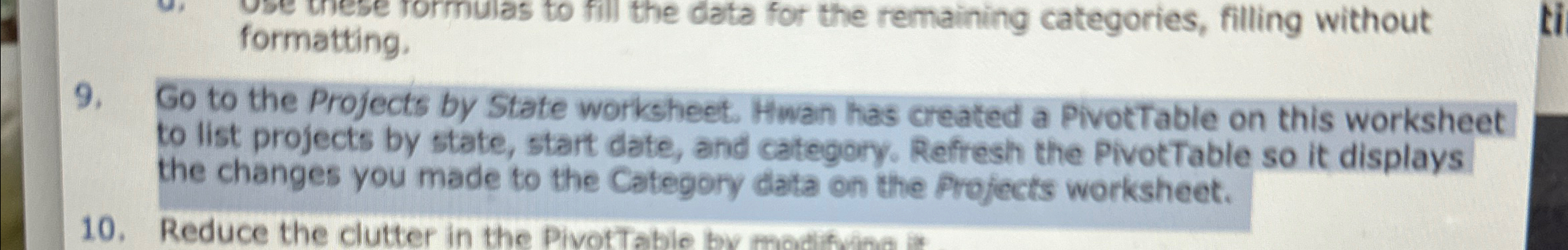 Solved formatting.9. ﻿Go to the Projects by State worksheet. | Chegg.com