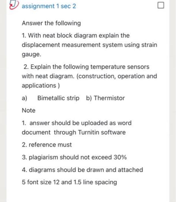 Solved assignment 1sec2 Answer the following 1. With neat | Chegg.com