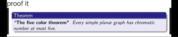 Solved proof it Theorem "The five color theorem" Every | Chegg.com