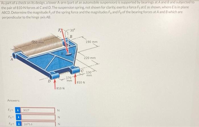 Solved As part of a check on its design, a lower A-arm (part | Chegg.com
