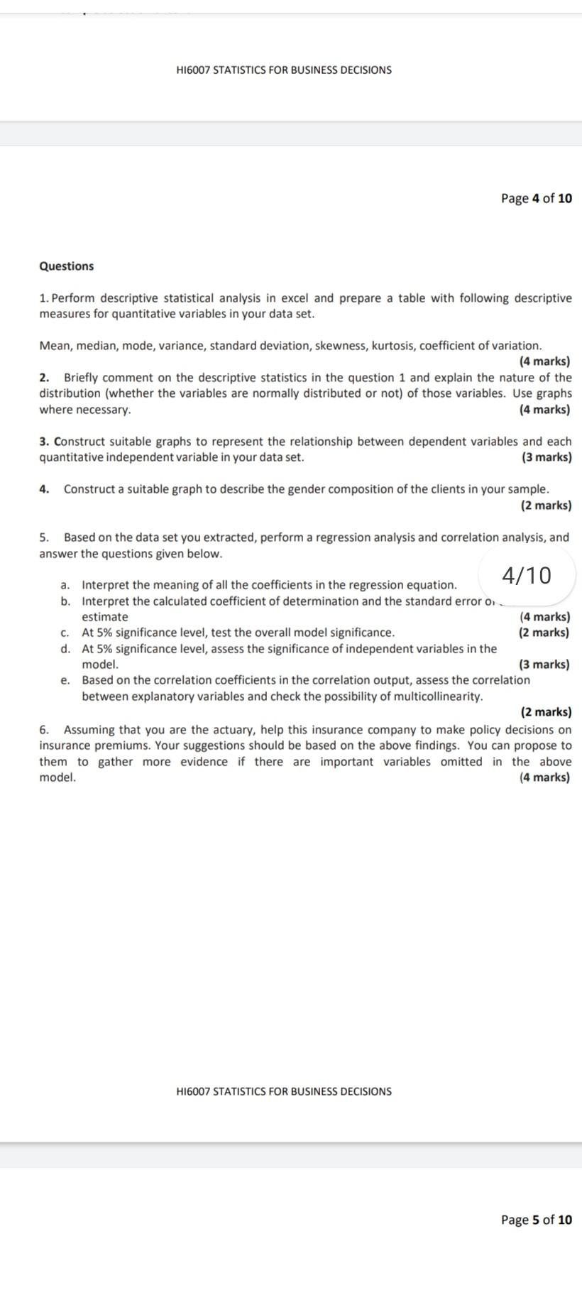 Solved 2. Briefly comment on the descriptive statistics in | Chegg.com