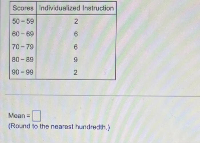 Solved Mean = (Round to the nearest hundredth.) | Chegg.com