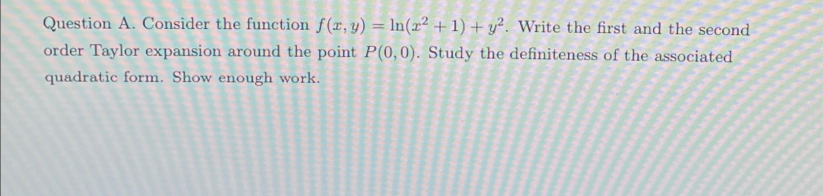 Solved Question A. ﻿Consider the function | Chegg.com