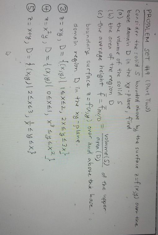 Solved PROBLEM SET #9. (Part Two) Consider the solid s | Chegg.com