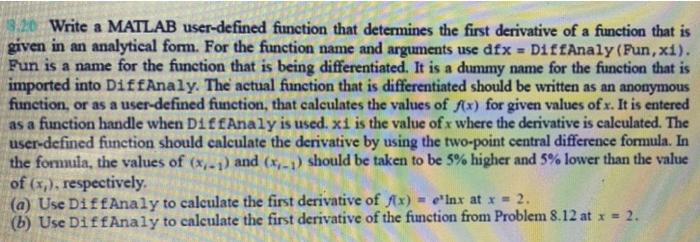 Solved 9.20 Write a MATLAB user-defined function that | Chegg.com