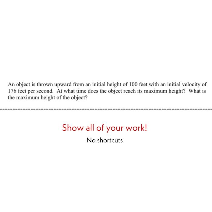 Solved An object is thrown upward from an initial height of | Chegg.com