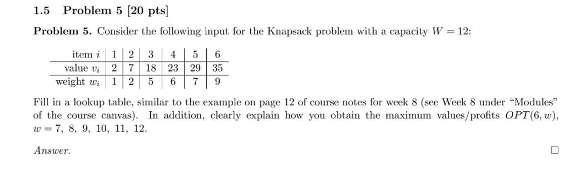 Solved 1.5 ﻿Problem 5 [20 ﻿pts]Problem 5. ﻿Consider the | Chegg.com