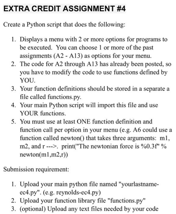 Solved Extra Credit Assignment 4 4 Create A Python Script 7286
