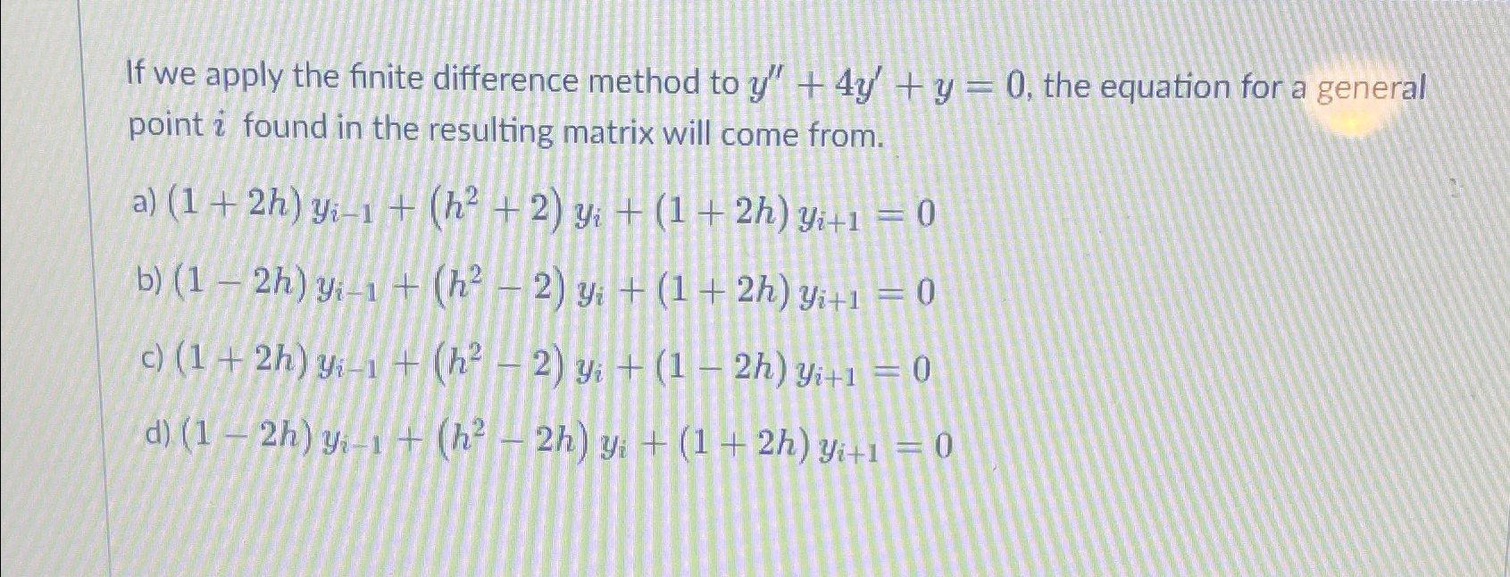 If we apply the finite difference method to | Chegg.com