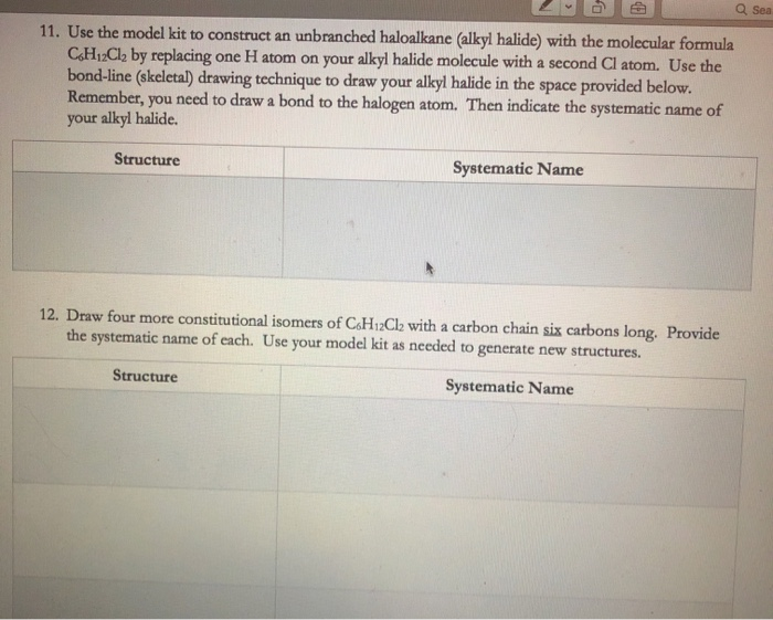 Solved Sea 11. Use the model kit to construct an unbranched | Chegg.com