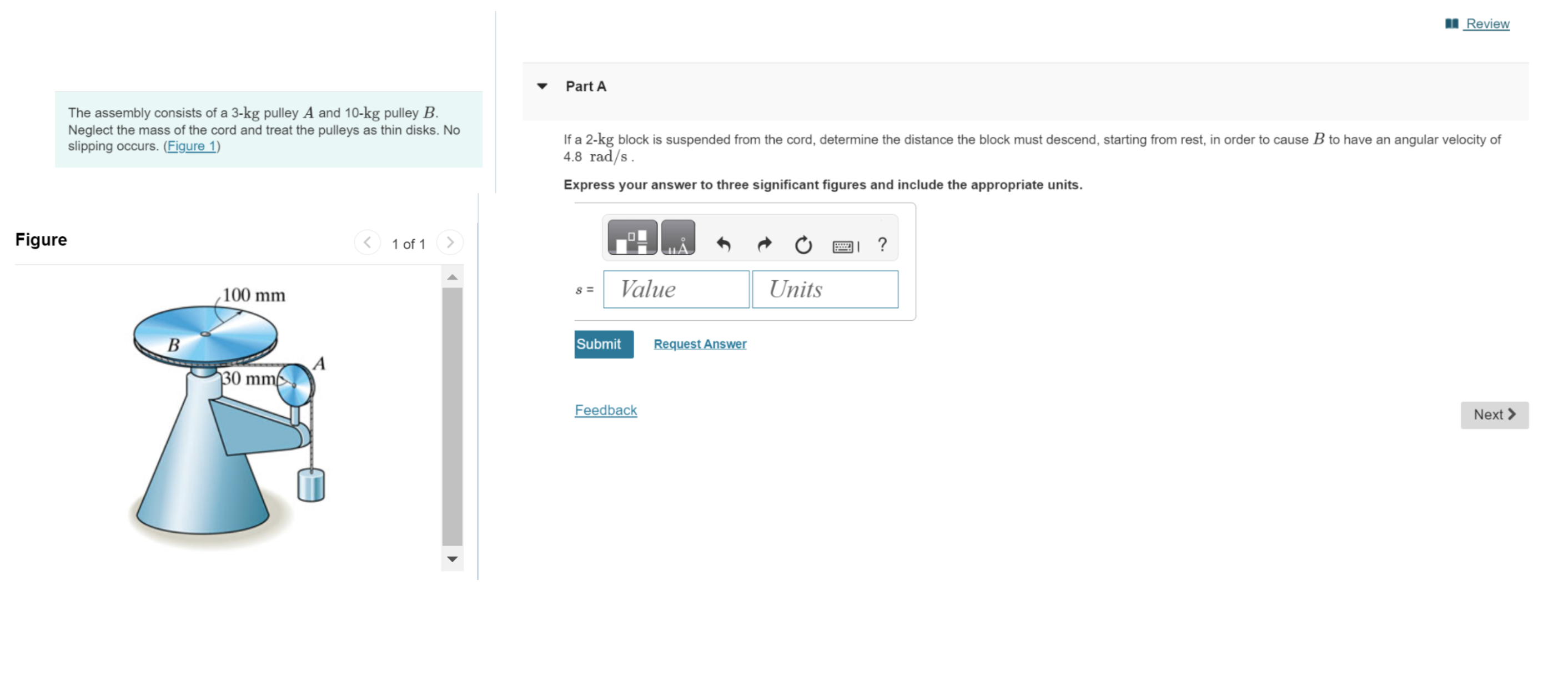 Solved The assembly consists of a 3-kg ﻿pulley A and 10-kg | Chegg.com