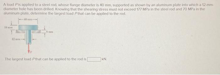 Solved A load P is applled to a steel rod, whose flange | Chegg.com