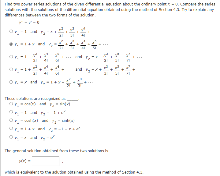 Solved Find two power series solutions of the given | Chegg.com