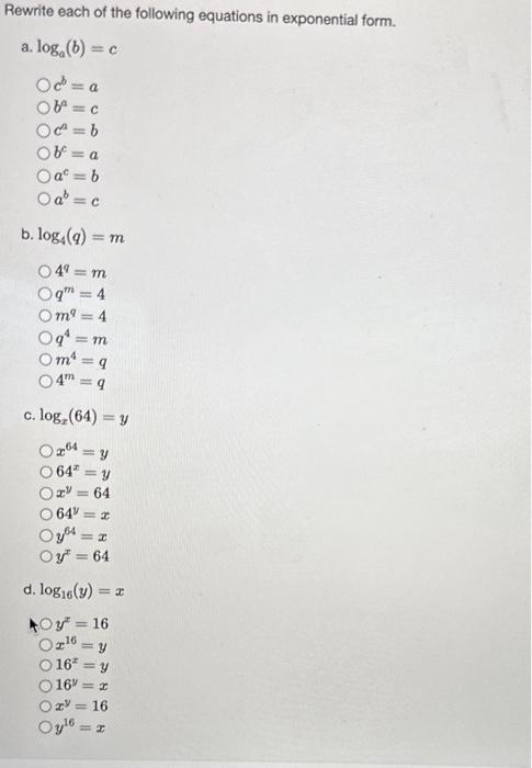 Solved Rewrite each of the following equations in | Chegg.com