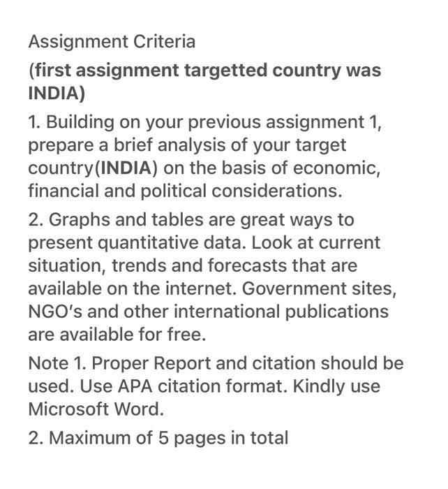 Solved Assignment Criteria (first assignment targetted | Chegg.com