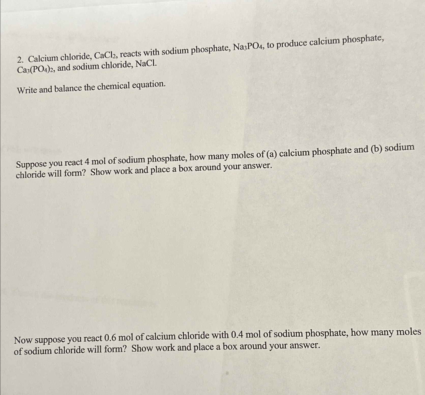 Solved Calcium chloride, CaCl2, ﻿reacts with sodium | Chegg.com