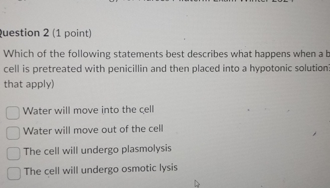 Solved uestion 2 (1 ﻿point)Which of the following statements | Chegg.com
