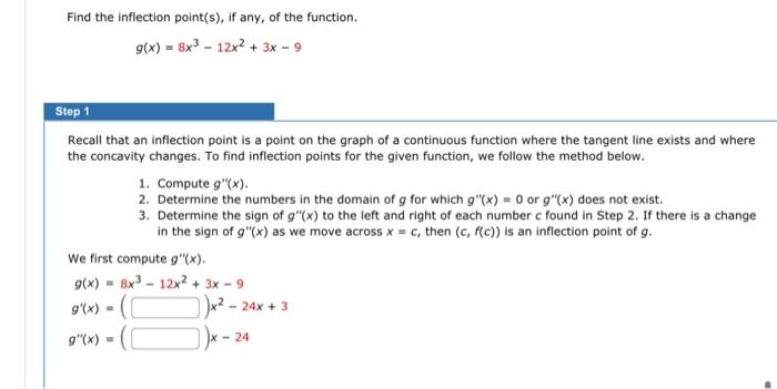 Solved Find the inflection point(s), if any, of the | Chegg.com