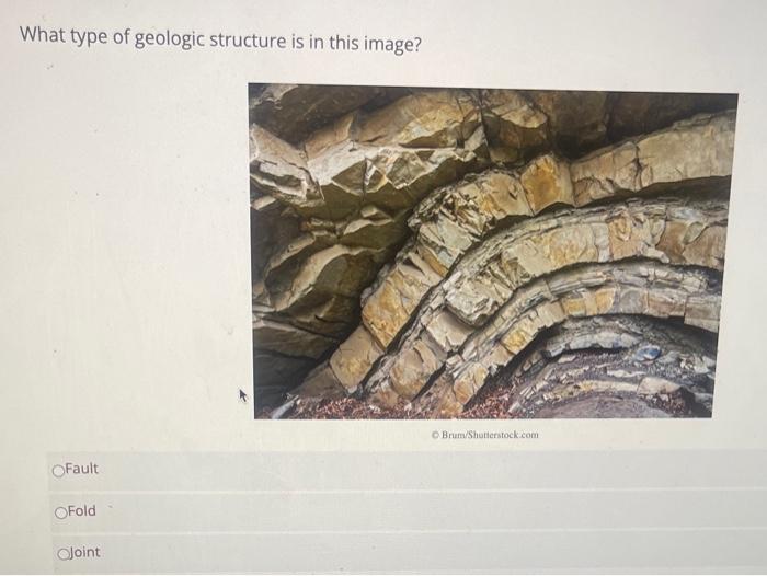 Solved What type of geologic structure is in this image? | Chegg.com