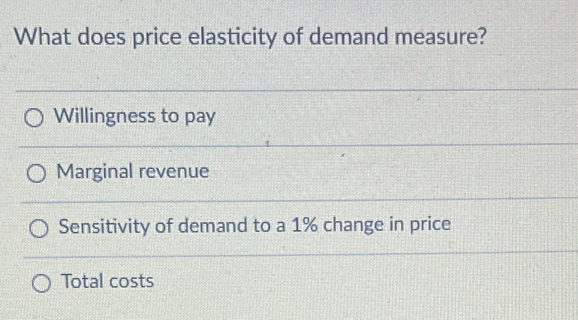 Solved What does price elasticity of demand | Chegg.com