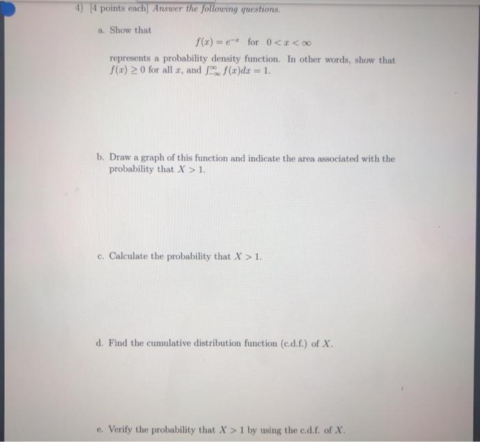 Solved 1) 4 points each Answer the following questions, 1. | Chegg.com