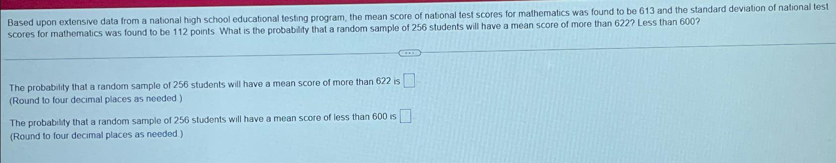 Solved Based upon extensive data from a national high school | Chegg.com