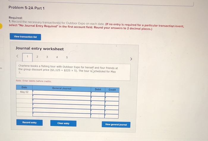 Solved Required information Problem 5-2A Record transactions | Chegg.com