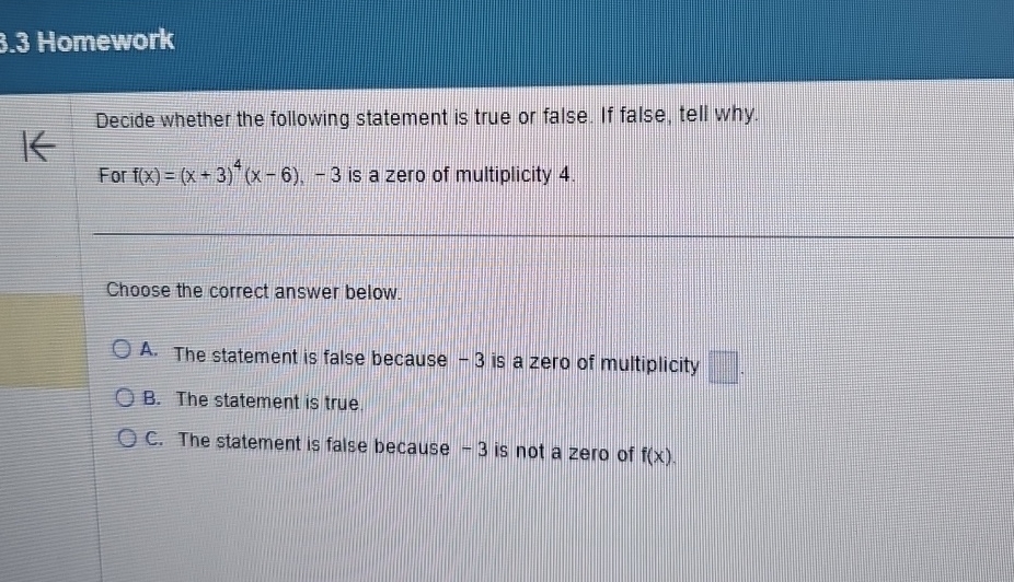 Solved 3.3 ﻿HomeworkDecide whether the following statement | Chegg.com