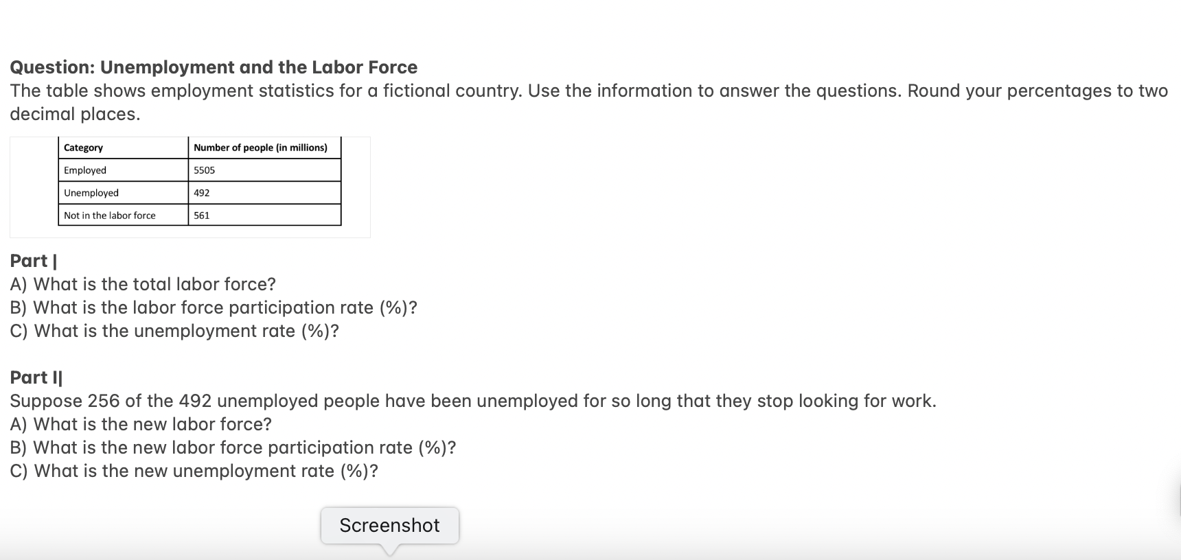 Solved Question: Unemployment and the Labor ForceThe table | Chegg.com