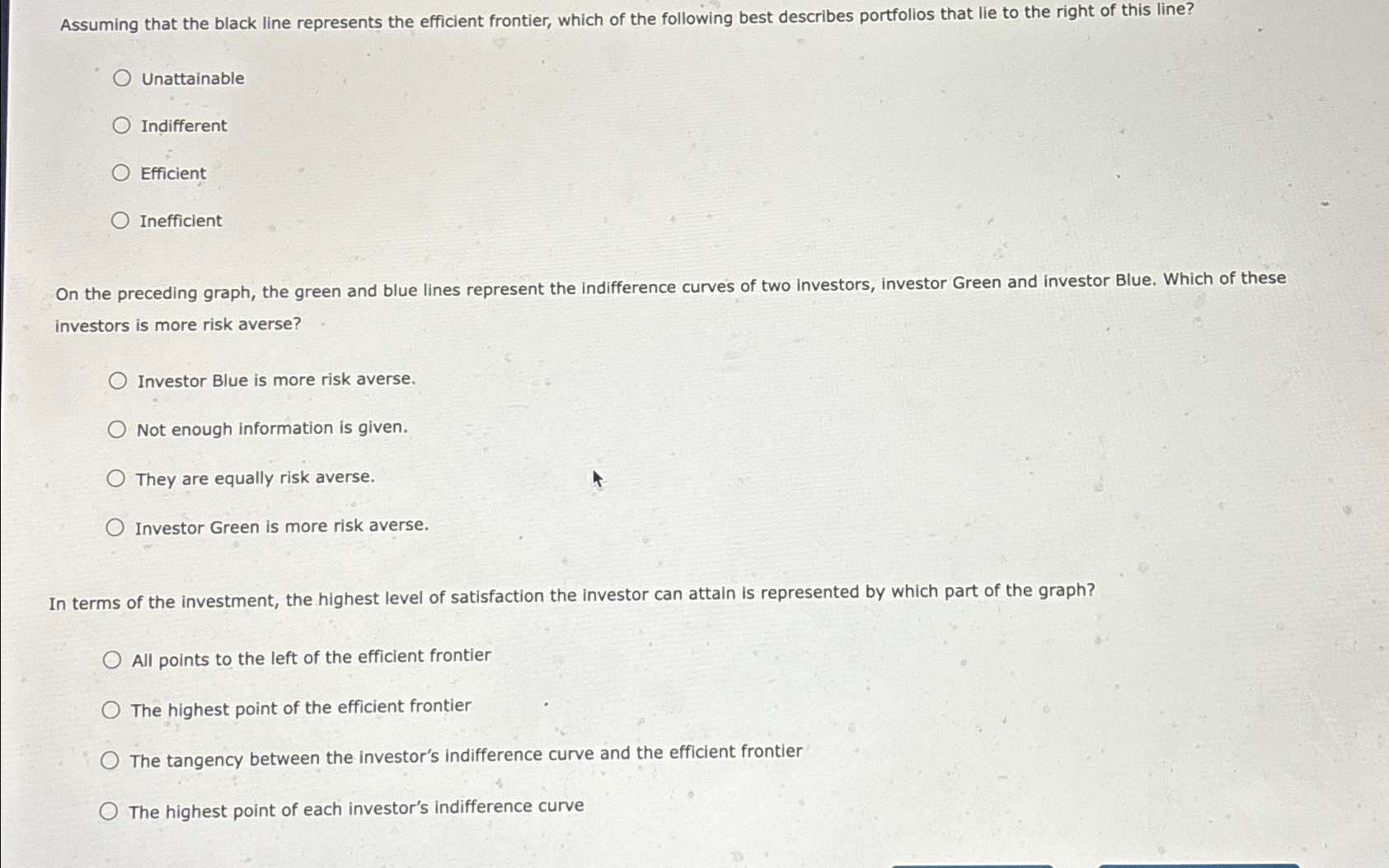 Solved Assuming that the black line represents the efficient | Chegg.com