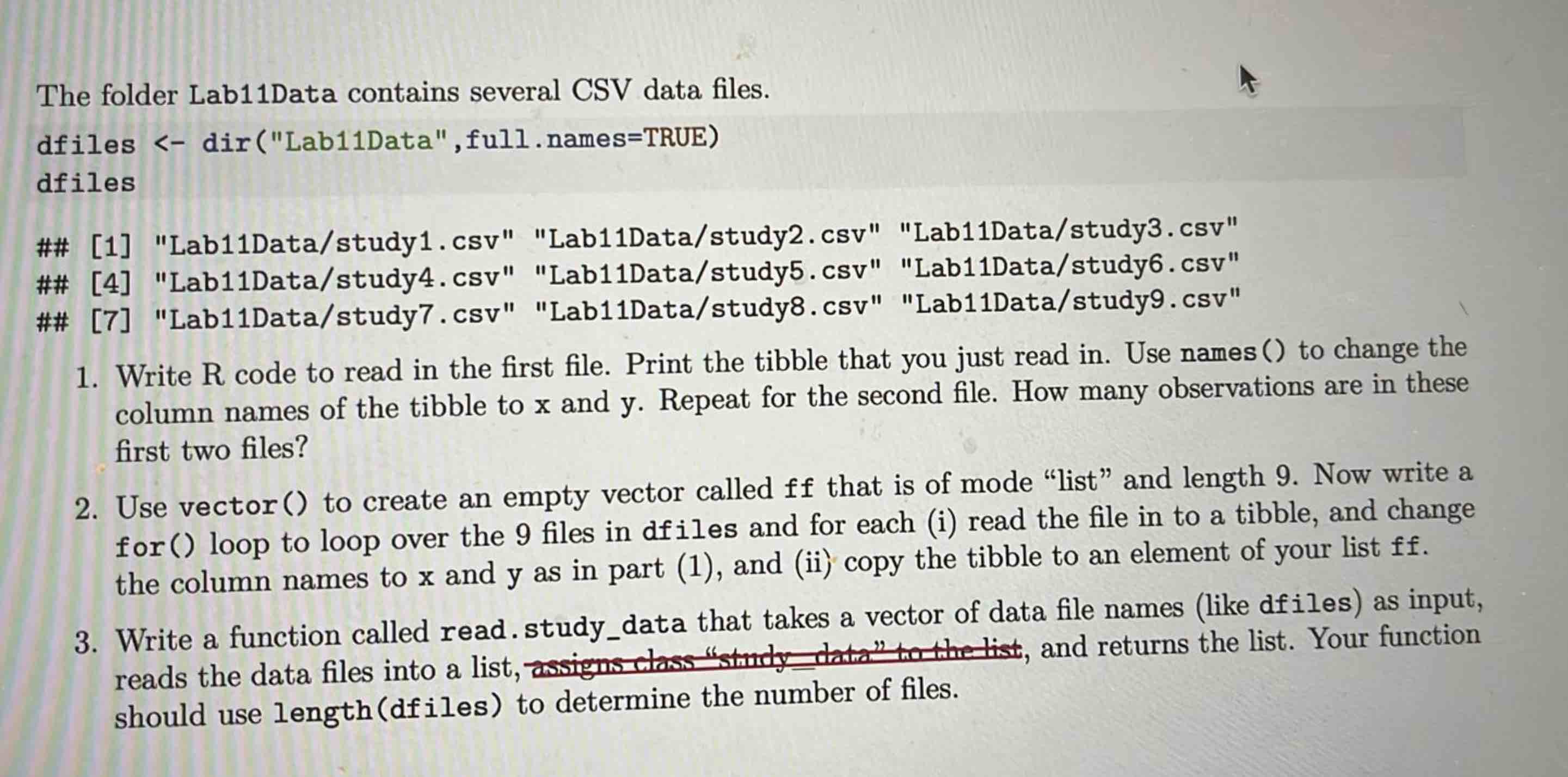 Solved The folder Lab11Data contains several CSV data | Chegg.com