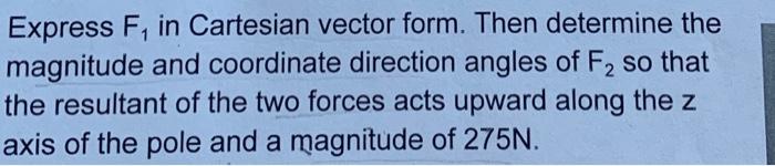 Solved Express F1 in Cartesian vector form. Then determine | Chegg.com
