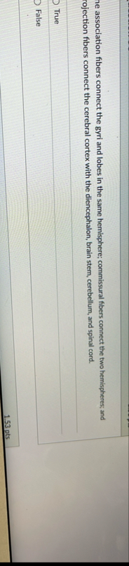 Solved he association fibers connect the gyri and lobes in | Chegg.com