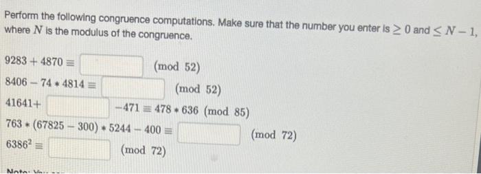 Solved Perform the following congruence computations. Make | Chegg.com