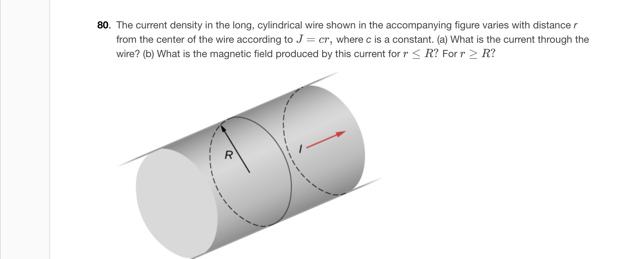 Solved The current density in the long, cylindrical wire | Chegg.com