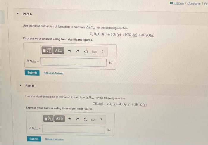 Solved Use standard enthalpies of formation to calculate | Chegg.com