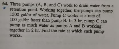 Solved Three pumps (A, ﻿B, ﻿and C) ﻿work to drain water from | Chegg.com