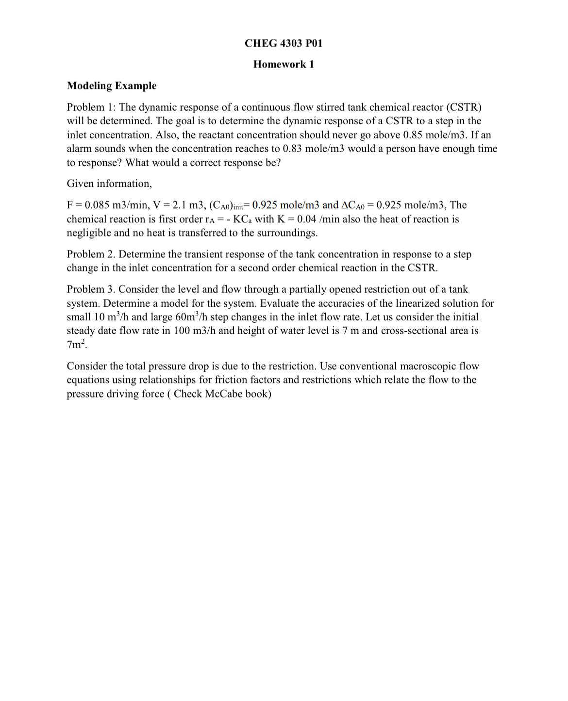 Solved Homework 1Modeling ExampleProblem 1: The dynamic | Chegg.com