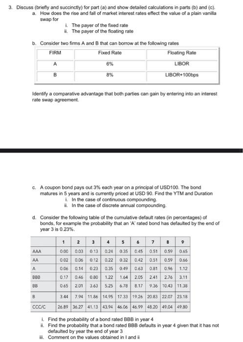 3. Discuss (briefly and succinctly) for part (a) and | Chegg.com
