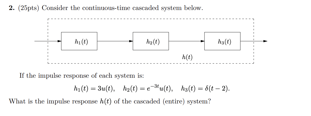 Solved (25pts) ﻿Consider the continuous-time cascaded system | Chegg.com