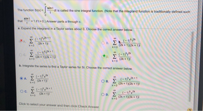 Solved The function Si(x)= sint dt is called the sine | Chegg.com