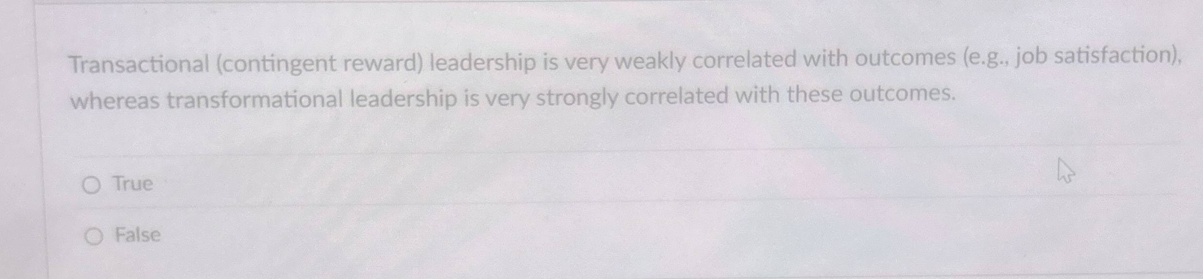 Solved Transactional (contingent reward) ﻿leadership is very | Chegg.com