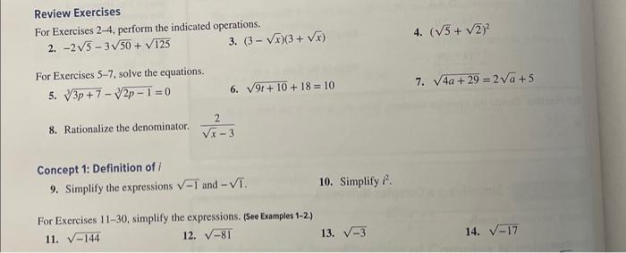 Solved Review Exercises For Exercises 2-4, perform the | Chegg.com