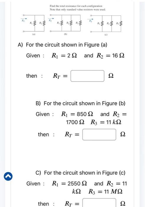 Solved Find the total resistance for each configuration Note | Chegg.com
