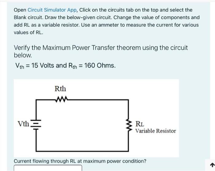 Solved Open Circuit Simulator App, Click on the circuits tab | Chegg.com