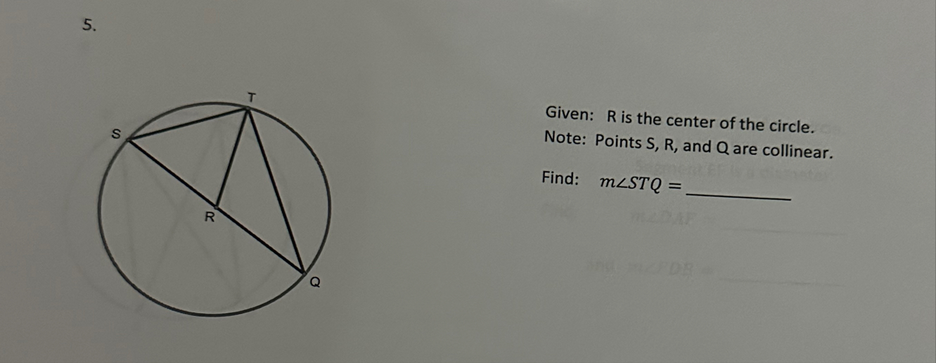 Solved Given: R ﻿is the center of the circle.Note: Points | Chegg.com