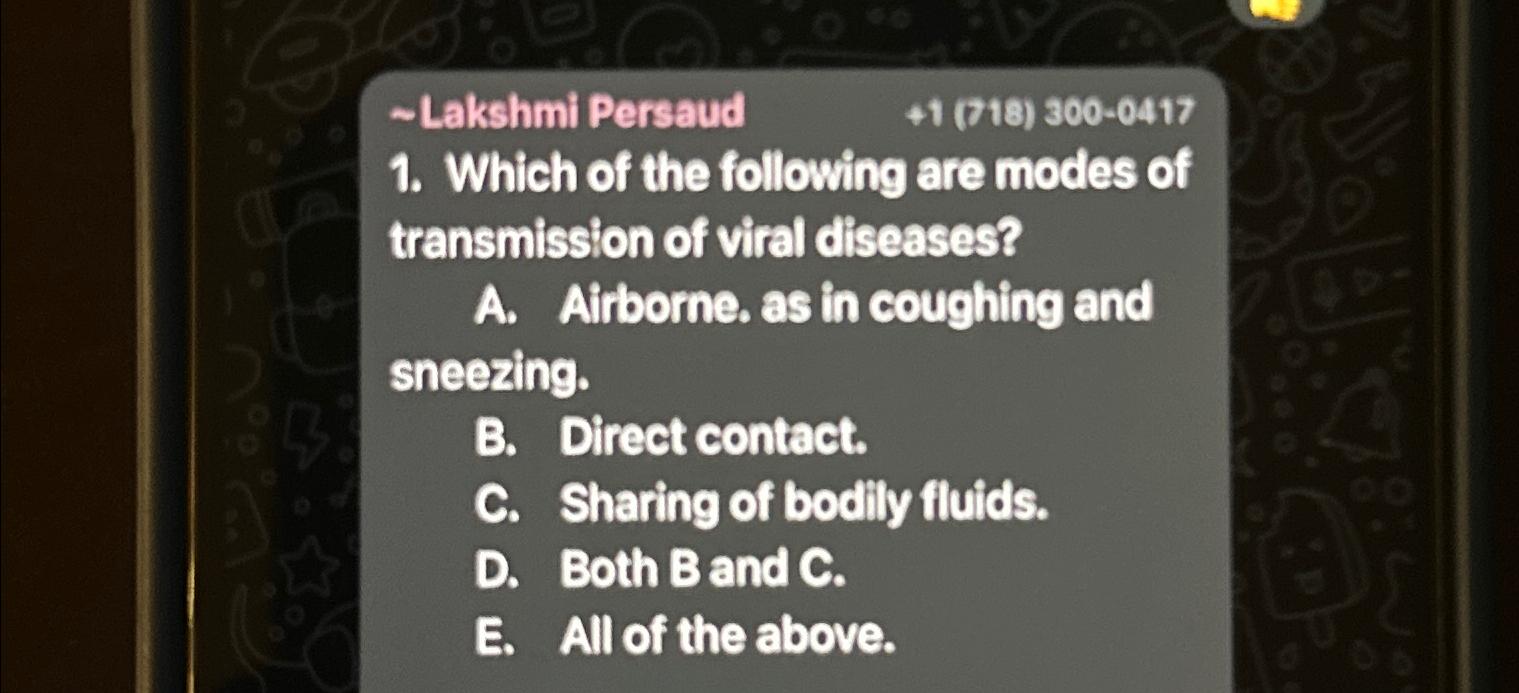 Solved Lakshmi Persaud+1 (718) 300-0417Which of the | Chegg.com